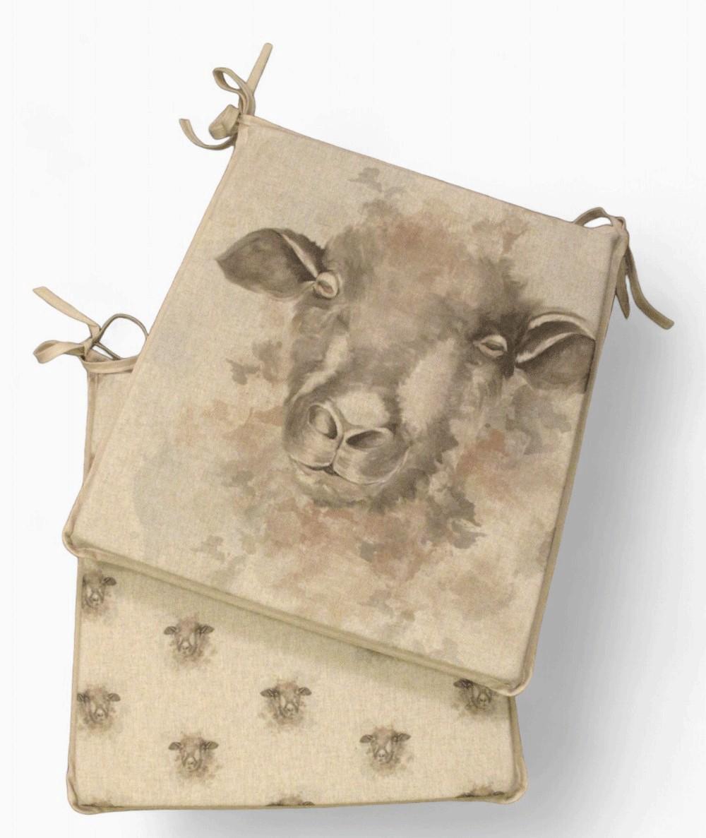 Sheep Reversible Tapered Seat Pads | Set of 2 - 8 Sheep Chair Pads