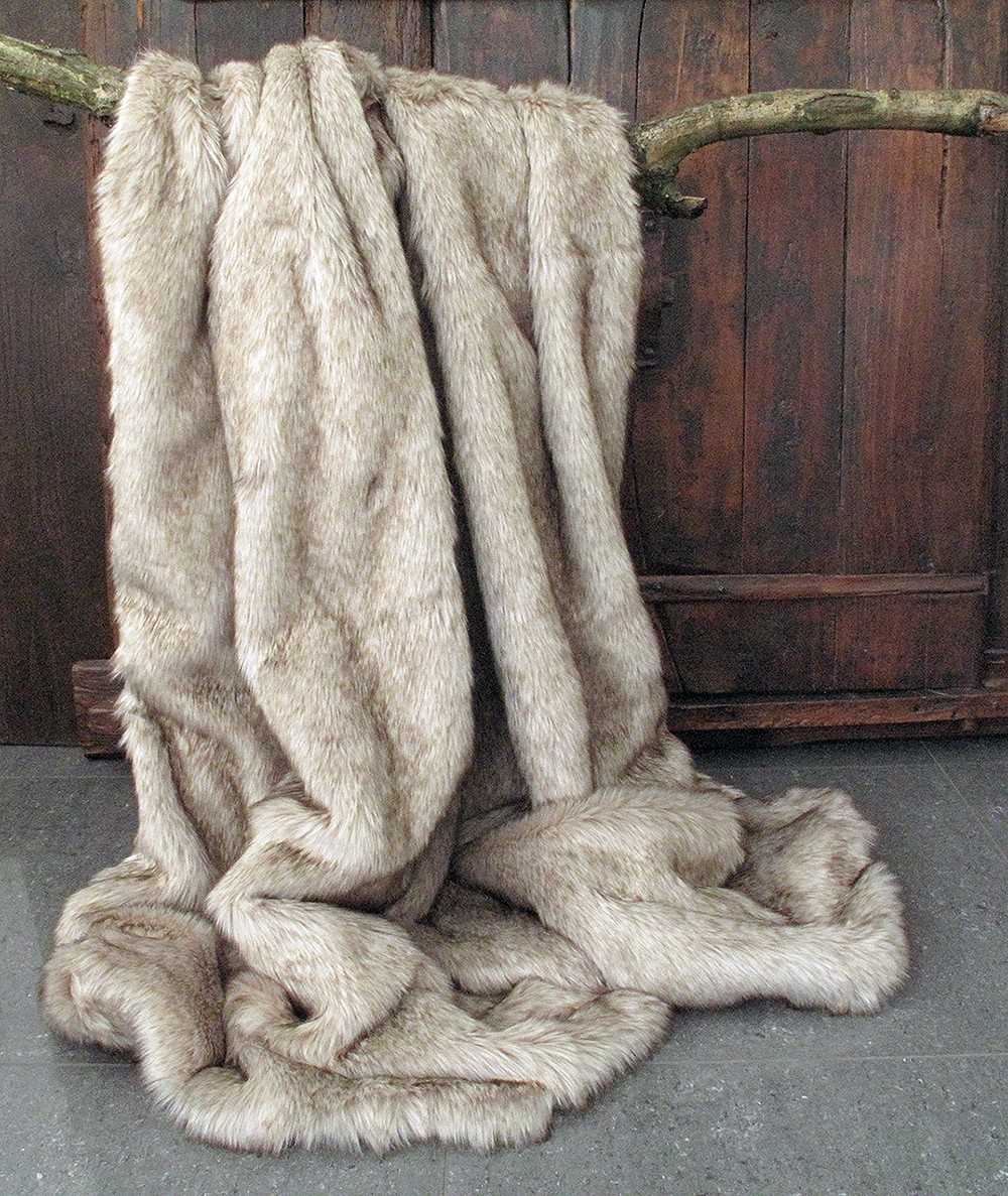 Tundra Wolf Faux Fur Throw | Large Faux Fur Throw | Sofa or Bed Throw