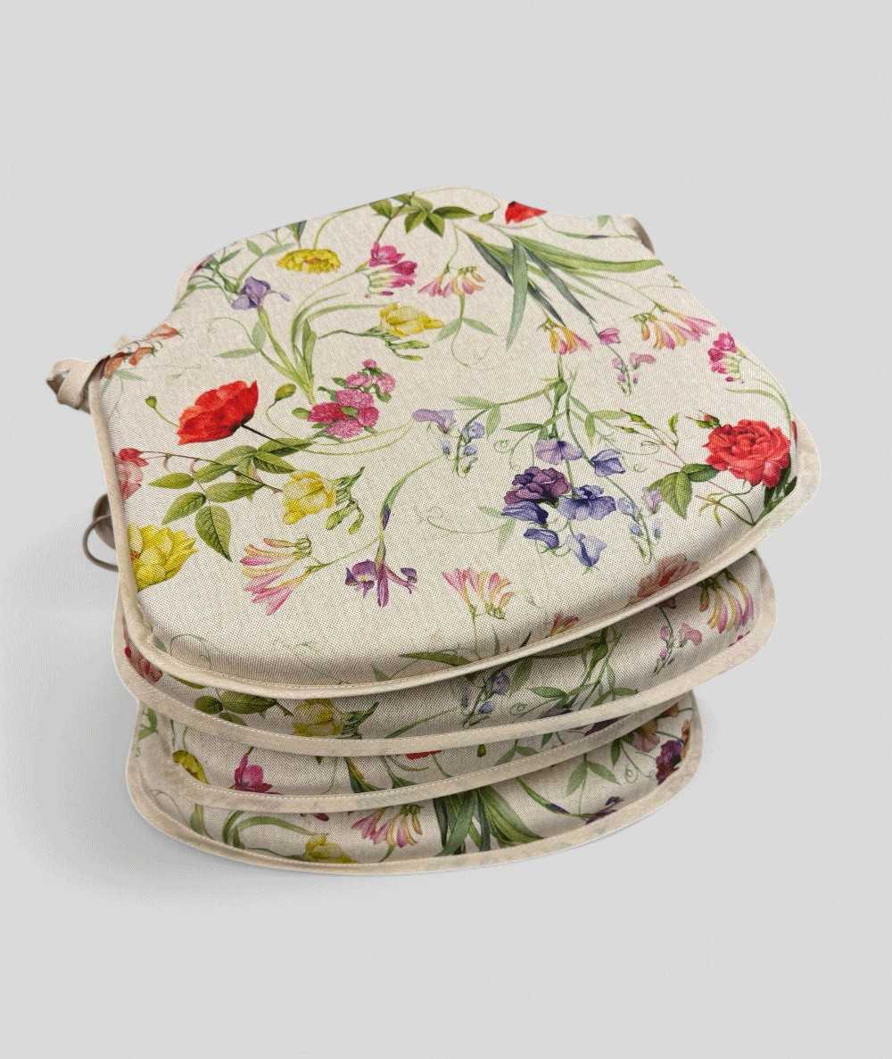 Classic Floral Spindle Seat Pads | Coloured Flowery Spindle Chair Pads