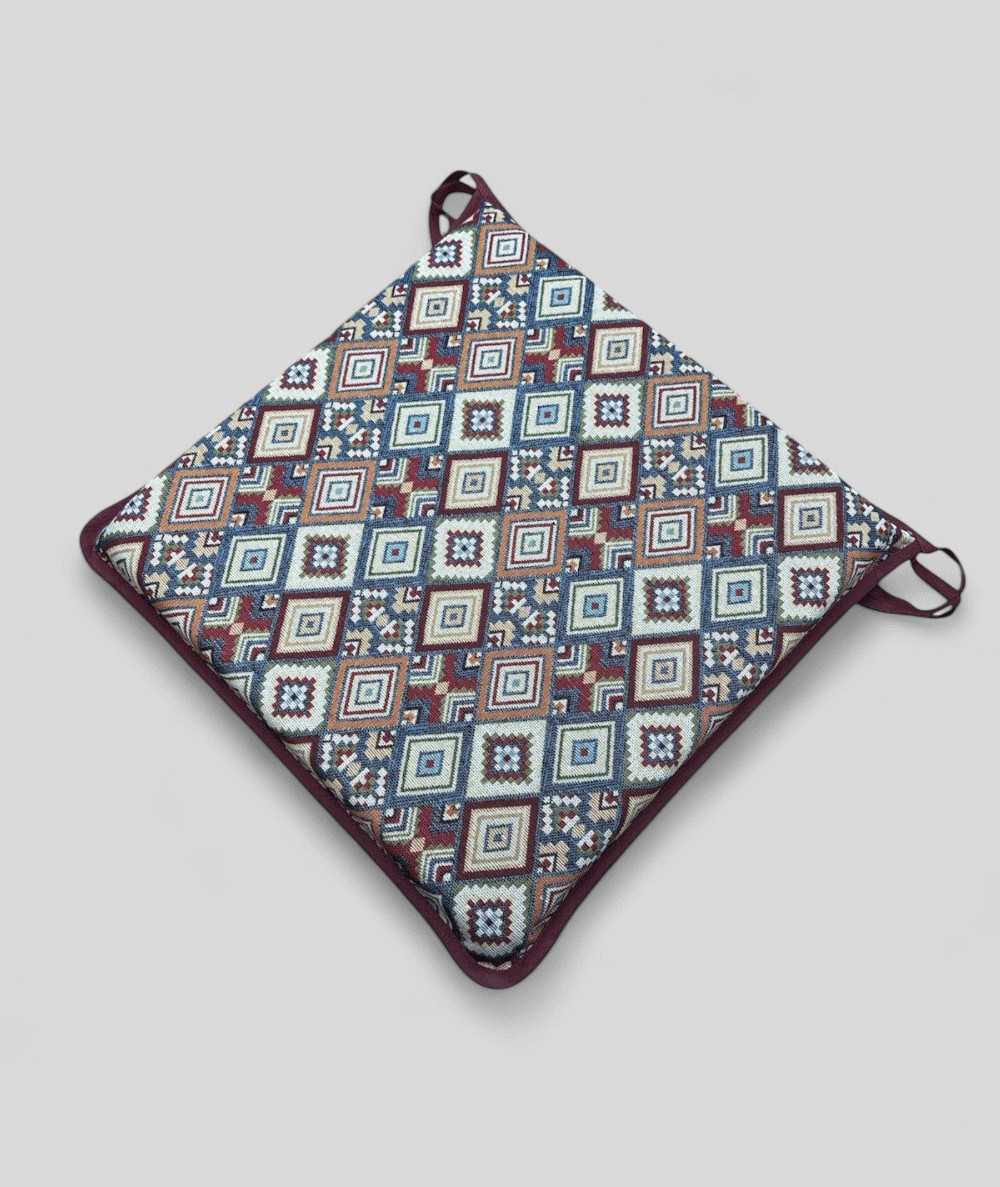 Aztec Tapestry Square Seat Pads | Multicoloured Square Chair Pads