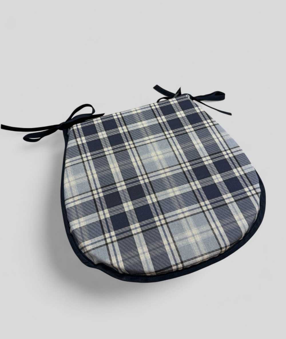 Highland Check Denim Classic D Seat Pads| Blue Check D Shaped Seat Pads